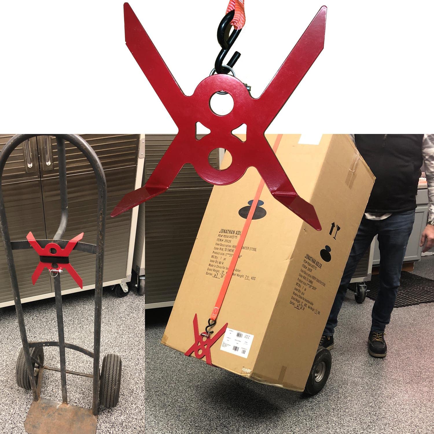 Keyfit Tools Kicker Jack Hand Truck Two Wheeler Dolly No Tip Bracket Secures The Front End of Over Sized Boxes That Tip Off The 2 Wheeled Dolly Hand Cart Compatible with All Brands Curbs No Problem