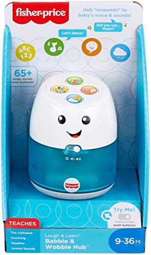 Fisher-Price Laugh & Learn Babble & Wobble Hub, Interactive Pretend hub Toy with Music, Lights and Learning Content for Baby and Toddler Ages 9-36 Months