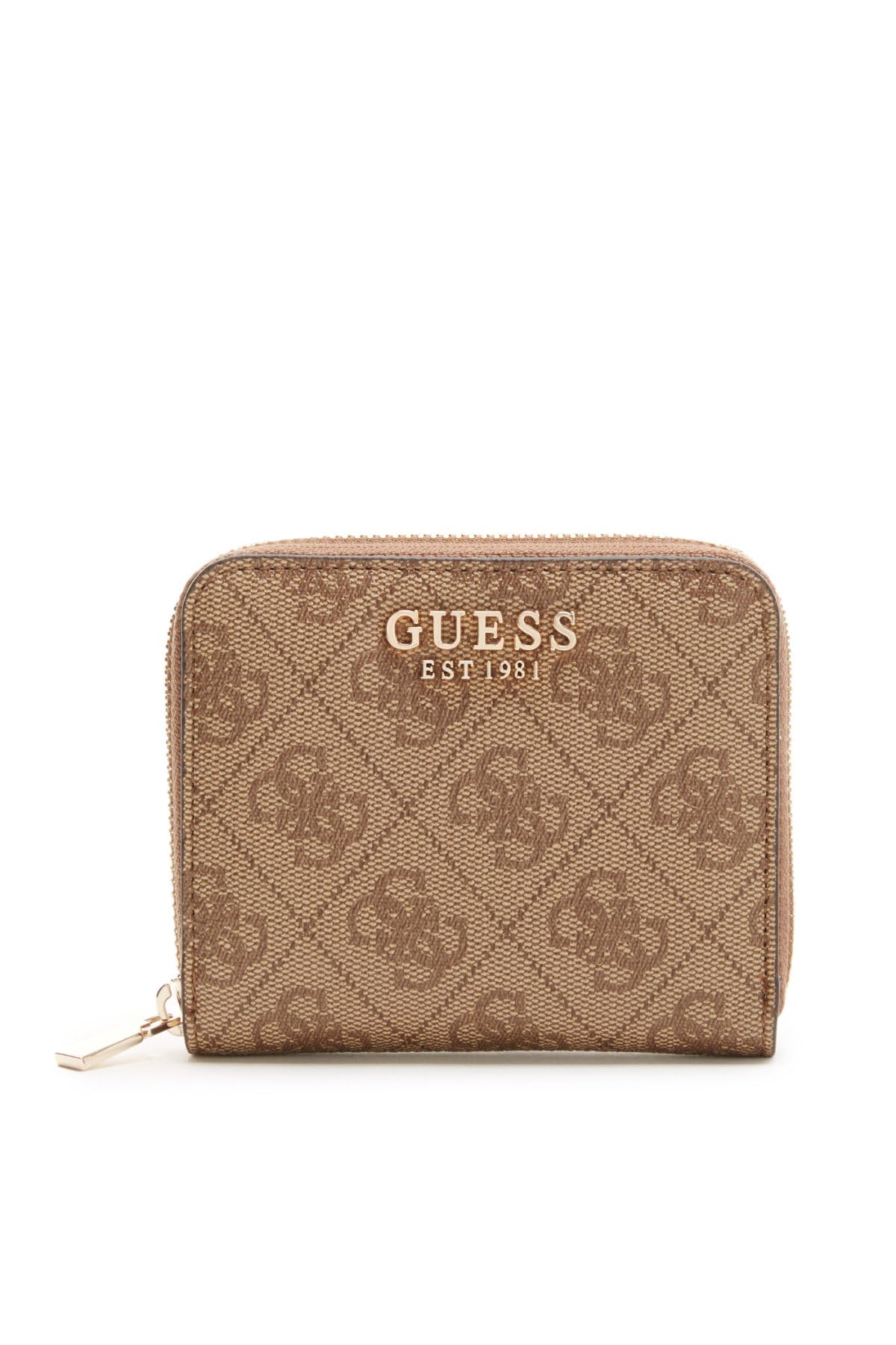 GUESS womens Laurel Small Zip Around Wallet, Latte Logo, one size US