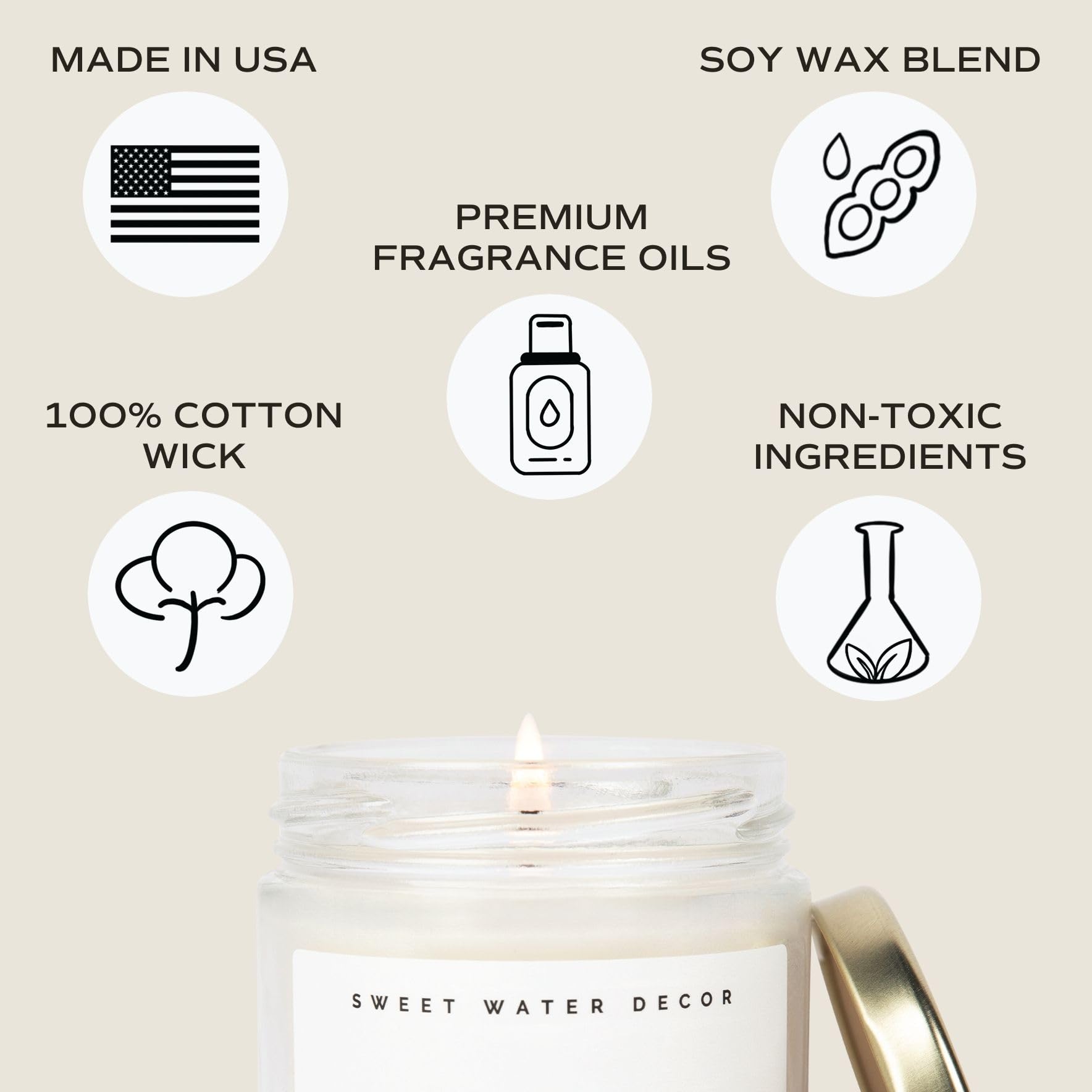 Sweet Water Decor Mulled Cider Candle - Fall Candle with Cinnamon, Icing and Cinnamon Buttery Pastry for Home - Fall Soy Candle with 40 Hours Burn Time - 9Oz Gold Lid Clear Jar Mulled Cider Scents