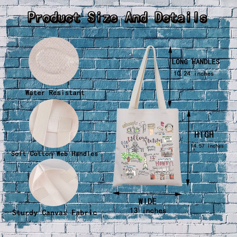 MNIGIU College Station Texas Tote Bag TX A&M Grad Gift Graduation Gift for Aggie (College TX Tote)