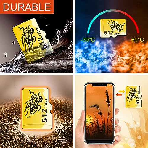 GOLTTY Memory Card 512GB (Pack of 2), Ultra UHS-I Memory Card, C10, U3, Full HD, A1, High Speed TF Card, Expanded Storage for Android Smartphones, Tablets, GOTF001