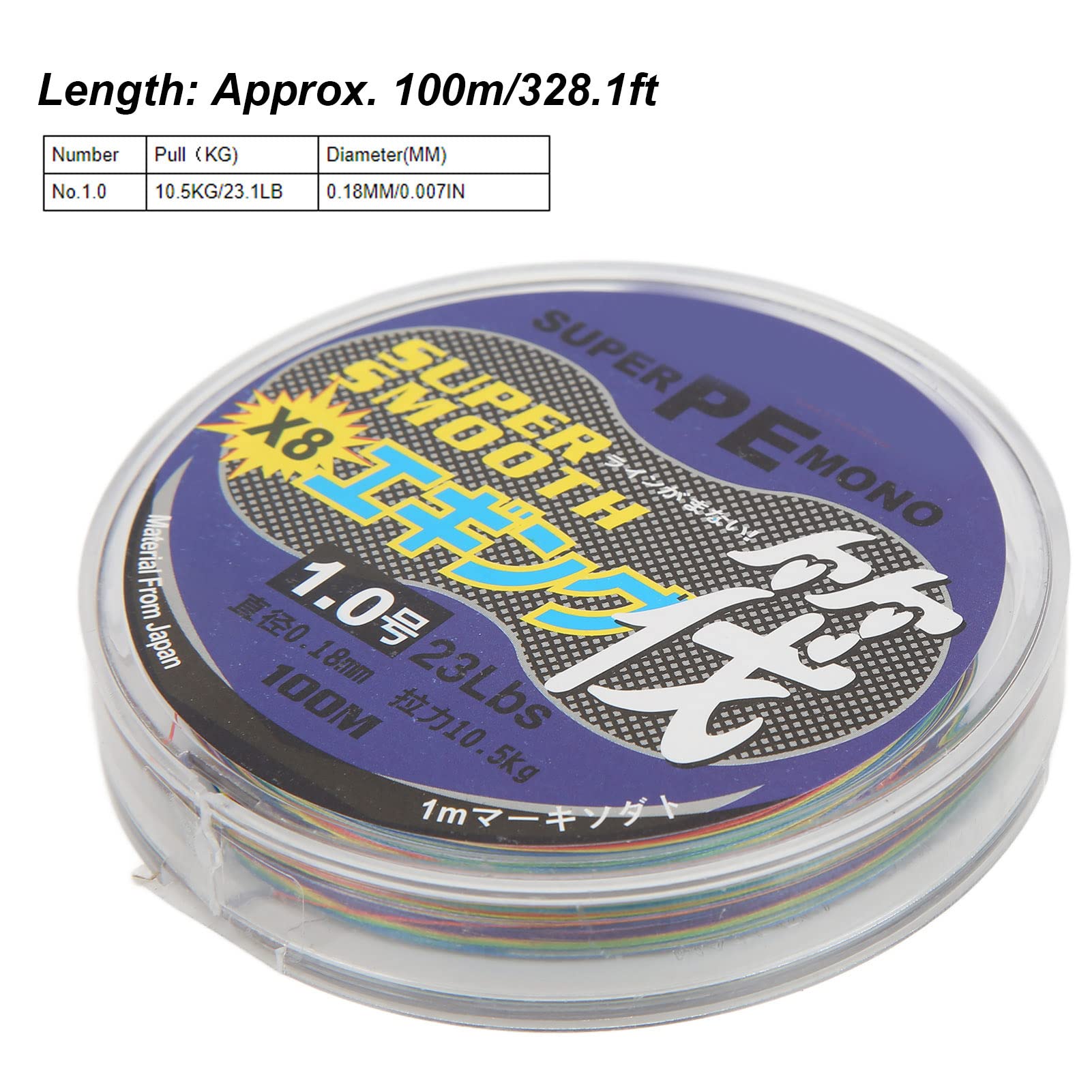 Fishing Line, 1 Meter 1 Color Bite Resistant PE Fishing Lines Soft for Large Reservoirs(1.0)