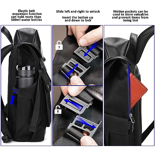 EYAMU Travel laptop backpack, Vintage Backpack,Carry on backpack,waterproof backpack,College Backpack,Fits 15.6 Inch Laptop, Men & Women (Black)