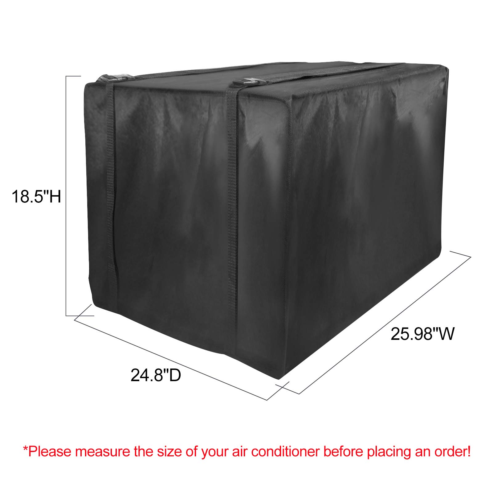 Window Air Conditioner Cover Outdoor, TRELC Air Conditioner Defender Winter AC Window Unit Cover with Adjustable Straps, Bottom Covered (Black, 21.26 x14.56 x 15.74 inch)