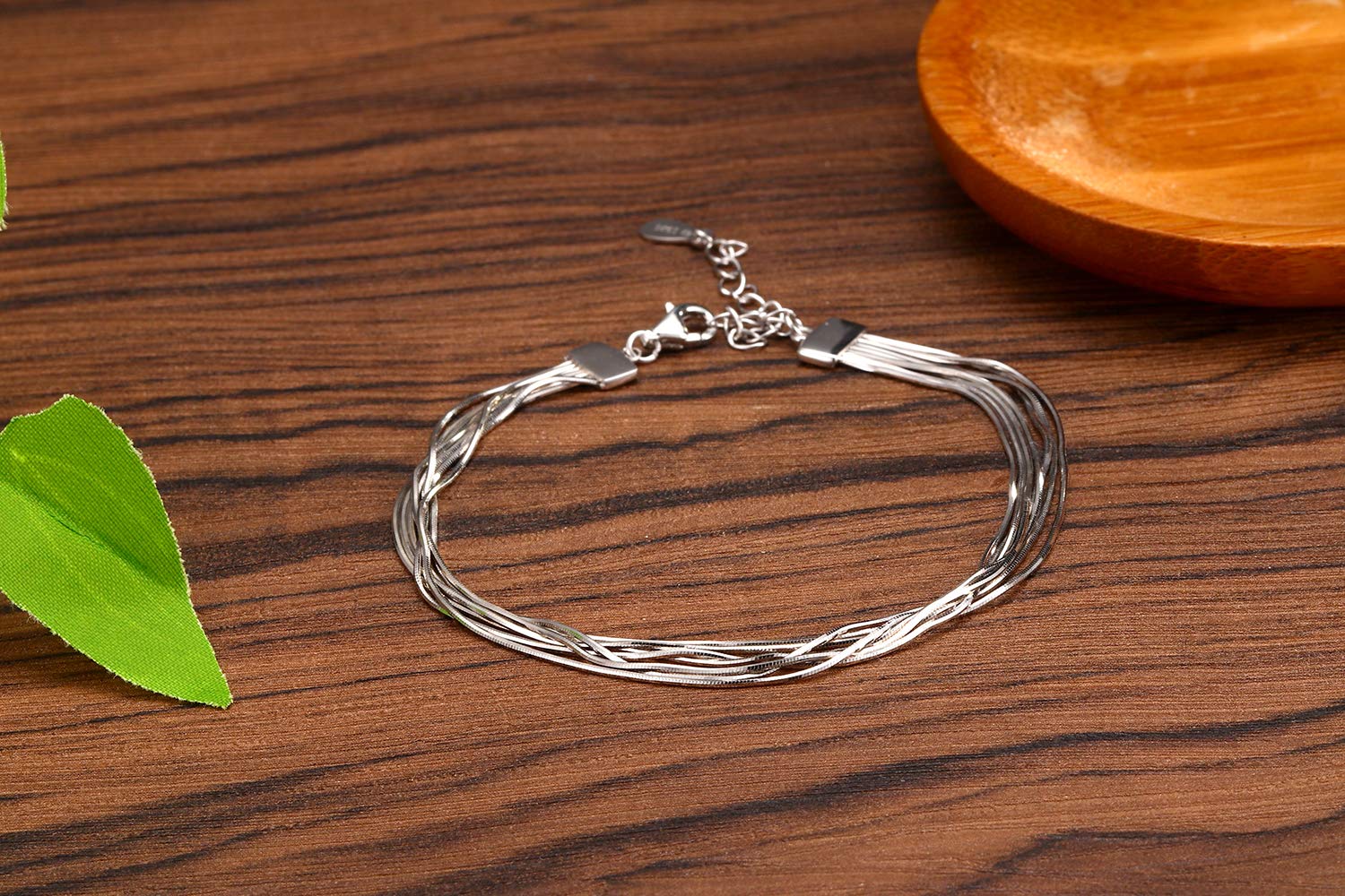 FarryDream 925 Sterling Silver Elegant Link Bracelet for Women Snake Bracelet Christmas Gifts