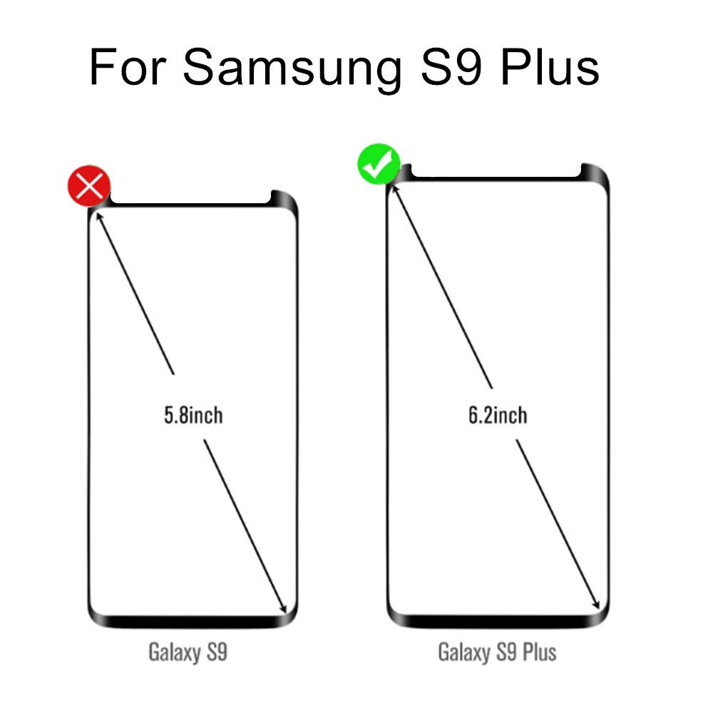 FOVAL (3 Pack) Tempered Glass Screen Protector for Samsung Galaxy S9 Plus 3D Curved Dot Matrix with Alignment Tool (Case Friendly)