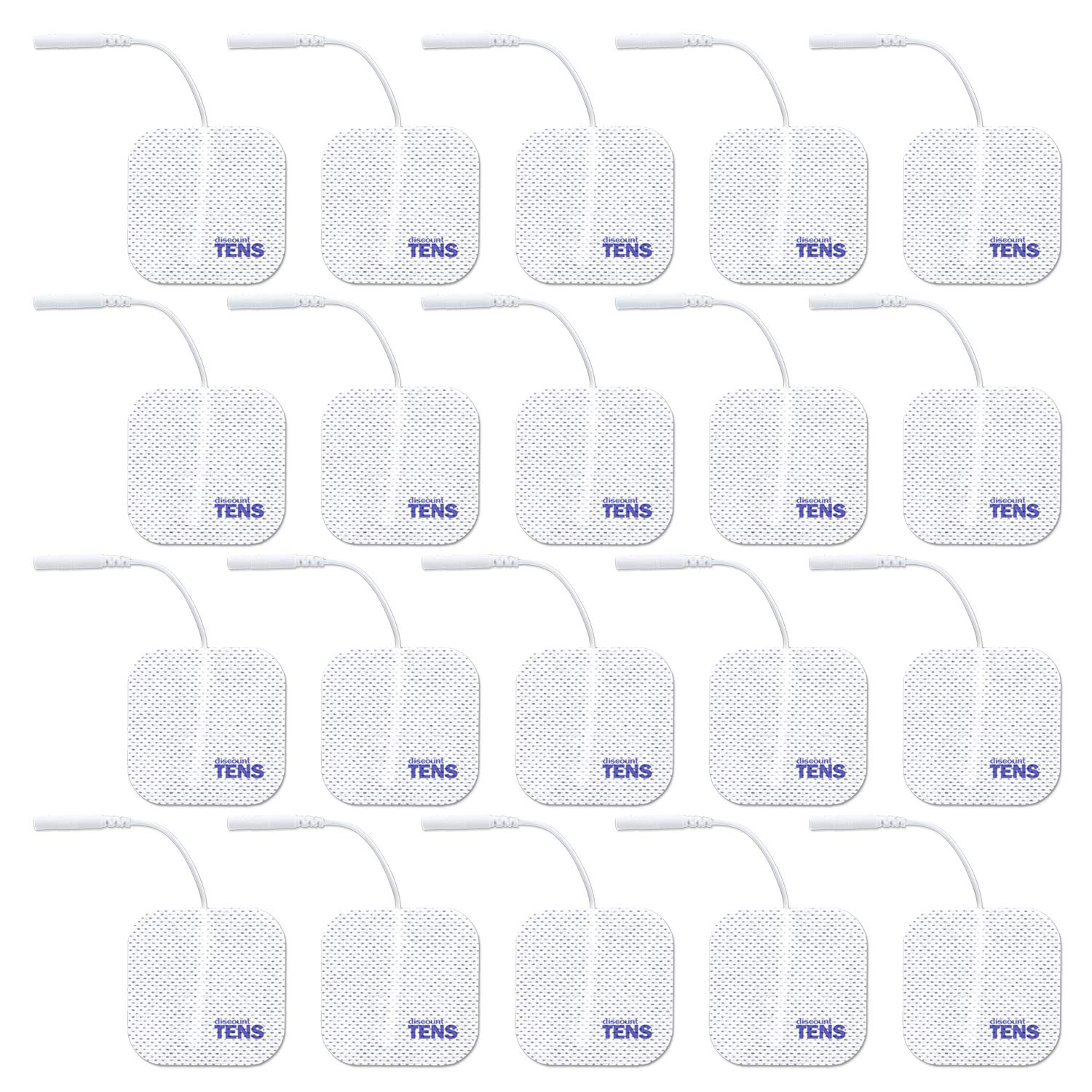 TENS Electrodes, Value Wired Replacement Pads for TENS Units, 20 TENS Unit Electrodes (2in x 2in, 20 Pack) Discount TENS Brand