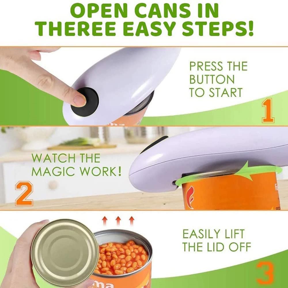 Electric Can Opener 2.0 Portable Safety Can One Press to Open with a Manual Can Opener, 2.7*1.6*6.9in