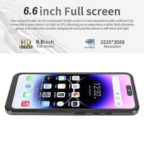 FOLOSAFENAR Big Screen Mobile Phone US Plug 100-240V 8MP 24MP 8GB RAM 256GB ROM 2520 X 3088 4G Face Unlocks Smartphone for Work (#2)