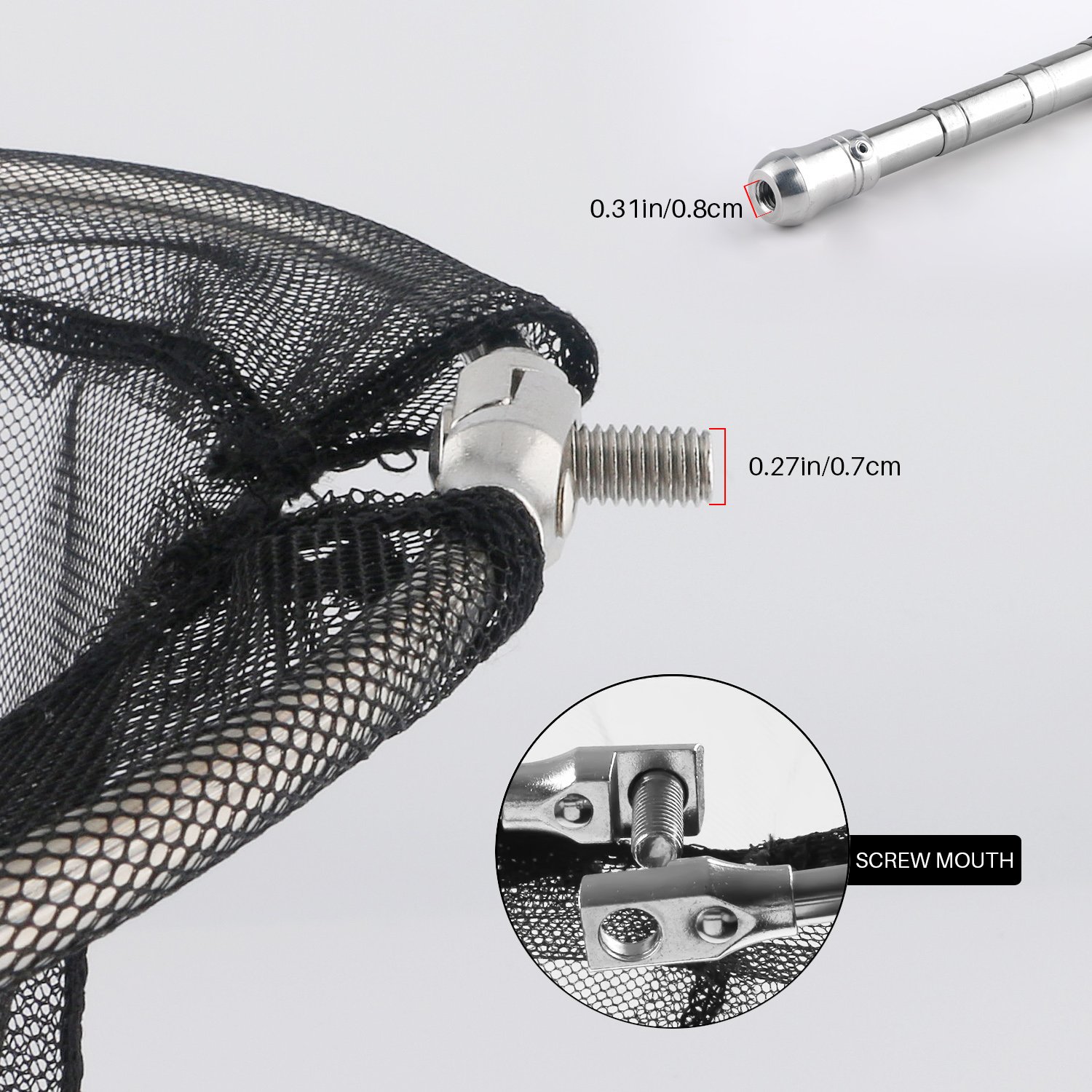 Fishing Landing Net Folding Stainless Steel Fish Carp Landing Net with Extending Non-slip Pole Handle, Fish Shrimp Bird Butterfly Catching Gear