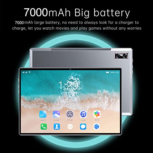 LEYT Gaming Tablet, Fast Charging Night Reading Mode 6GB 256GB HD Tablet IPS Screen 100-240V for Android 11 for Student for Reading (Grey)