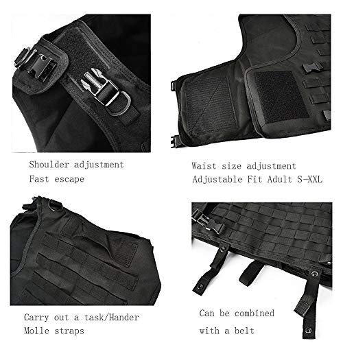 YAKEDA Outdoor Tactical Airsoft Vest Adjustable Fit Adult (Black)