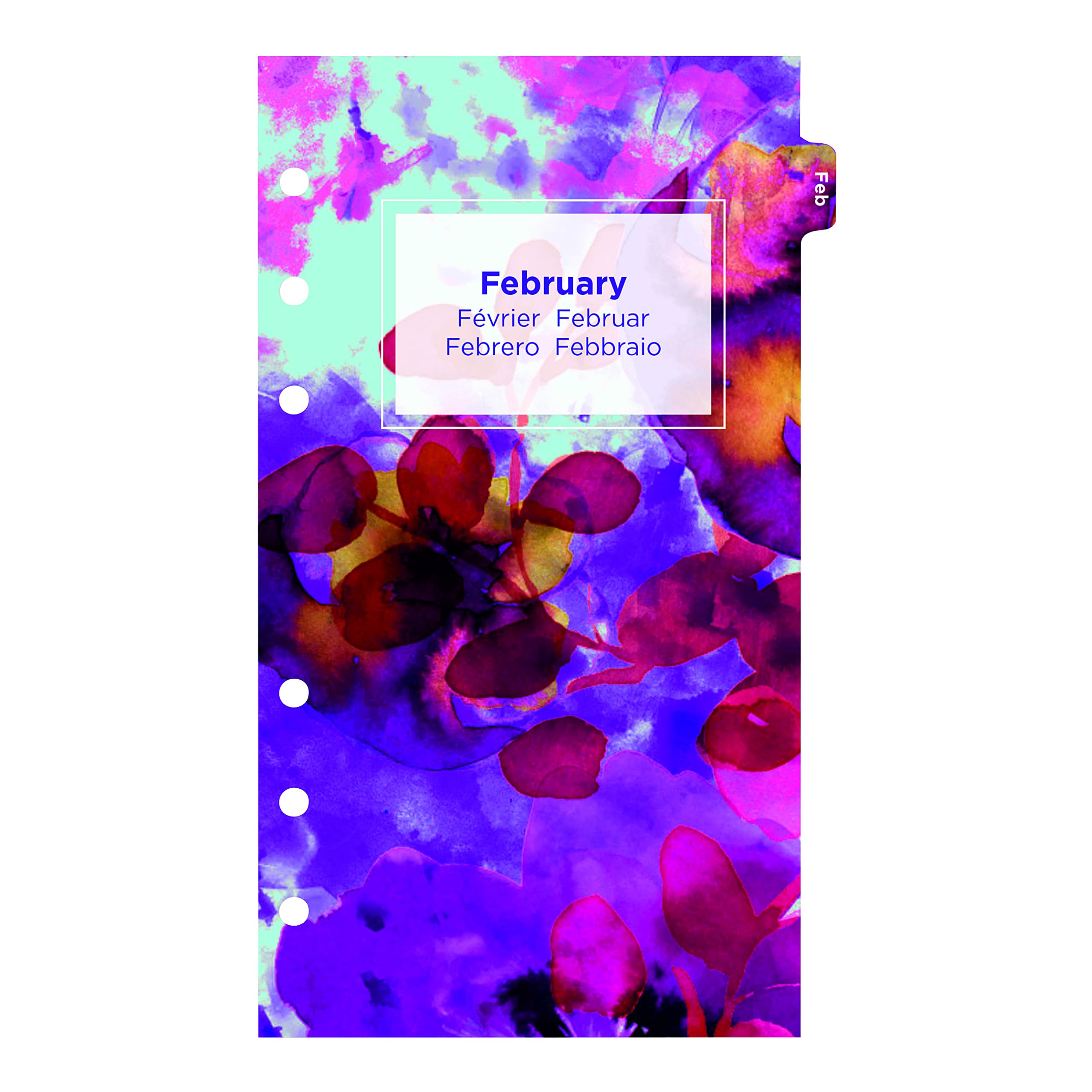 Filofax Refill, Personal/Personal Compact Size, Week-to-View, Illustrated Floral Diary Pack with Four-Color Print Design, Multilingual: Five Languages, 2022 (C6341-22)