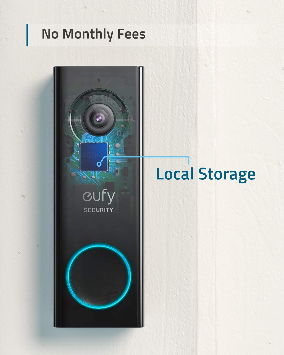 eufy Security, Wi-Fi Video Doorbell, 1080p-Grade Resolution, No Monthly Fee, Secure Local Storage, Human Detection, 2-way Audio, Free Wireless Chime-Requires Existing Doorbell Wires (Renewed)