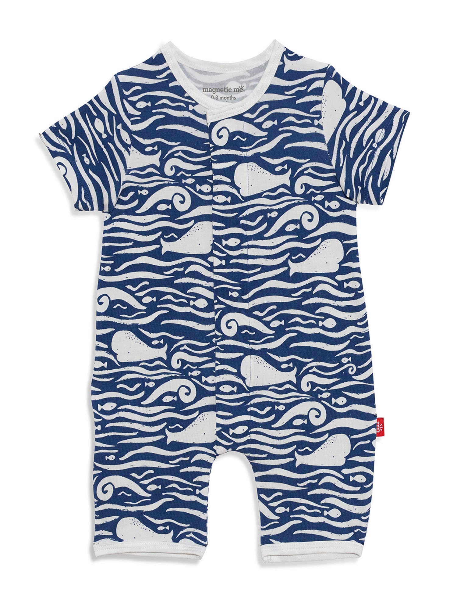 Magnetic Me Easy-Close Silk Soft Modal Baby Romper One-Piece Outfit Whale Hello There 3-6 Months