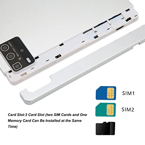 LEYT Tablet Phone, Tablet PC 10.1 Inch 5MP 8MP Dual Camera 100-240V Silver Octa Core CPU for 11 2.4 5GWiFi Play (US Plug)