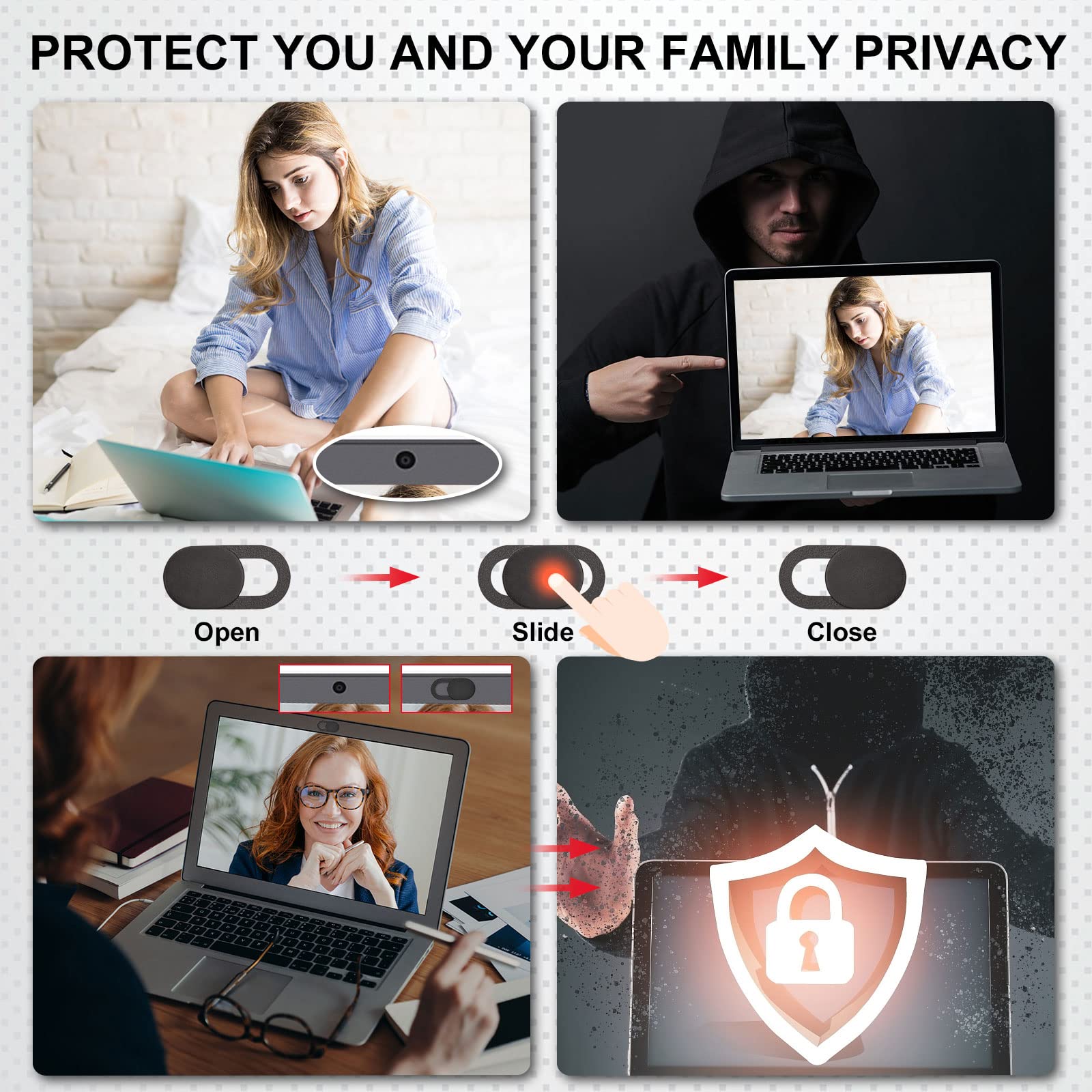 Webcam Cover, Halalili [2 Pack] 0.027 Inch Ultra-Thin Web Camera Cover Slide Compatible with MacBook, Laptop, PC, Computer, iMac, iPad, iPhone 8/7/6 Plus, Protect Your Privacy and Security