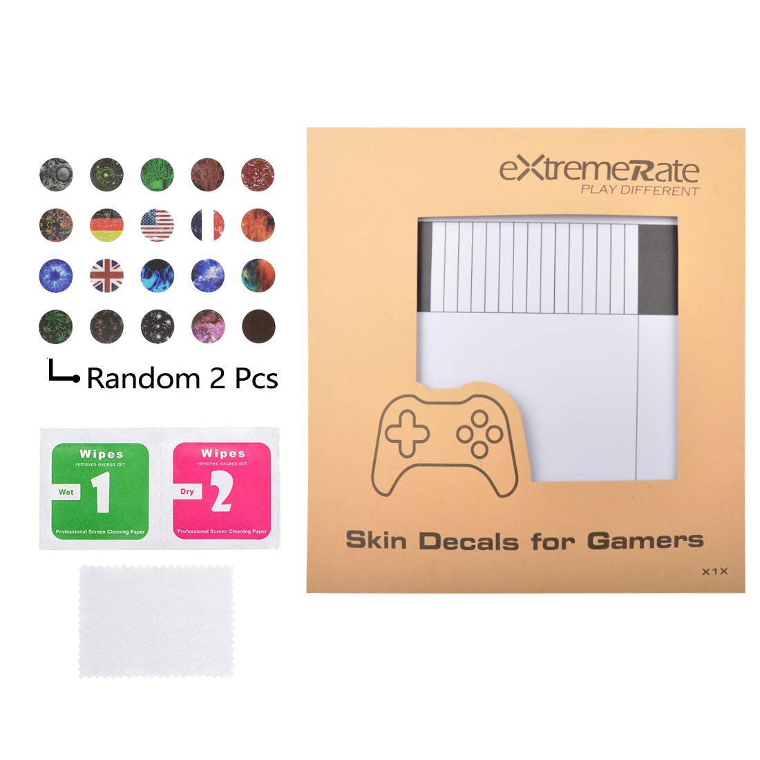 eXtremeRate 8-bit NES Skin Stickers for Xbox One X Console Controller with 2 Pcs Home Button Decals