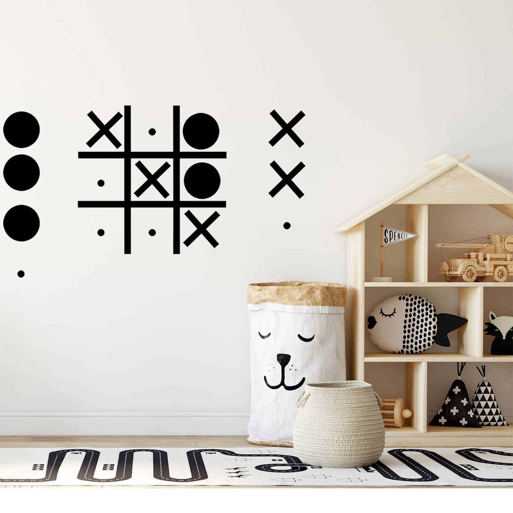Magnetic Tic Tac Toe Wall-Mount Game, Wall Art for Kids Room, Playroom Wall Decor for Boys & Adults(PVC)