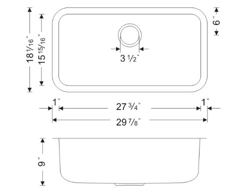 Wells Sinkware Stainless Steel Single Bowl Undermount Kitchen Sink 3018-9