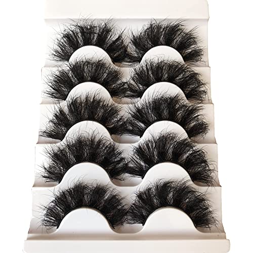 Gmagictobo False Eyelashes Fluffy 3D Faux Mink Lashes 22MM Dramatic False Lashes Pack Long Thick Volume Soft Strip Fake Eye Lashes 5 Pairs Multipack