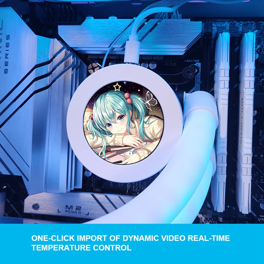MAIKO 2.1 Inch Round Screen IPS Dynamic Display Temperature AIDA64 Circle Monitor 120/240/360 Water Cooling PC CPU AIO(Black)