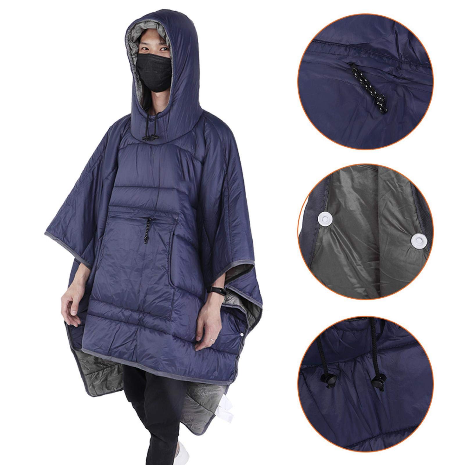 EVTSCAN Oversized Wearable Hoodie Blanket,Multi-Function Sleeping Bag Waterproof Hooded Cloak for Outdoor Camping Travelling