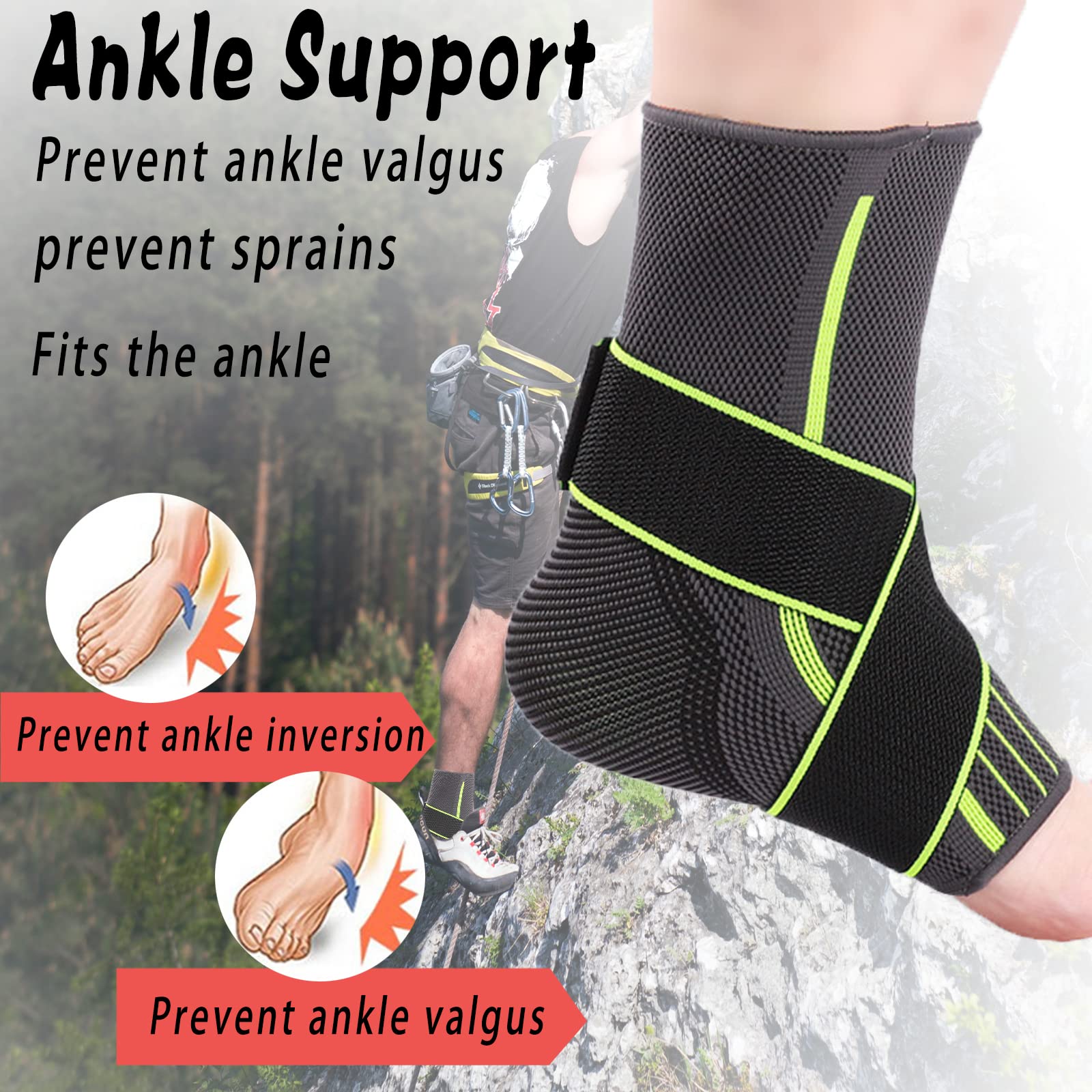 Dr.Kbder Ankle Support Braces for Women & Men,Ankle Compression Sleeve Sprained Ankle, Adjustable Achilles Tendon Support for Plantar Fasciitis Relief Heel Cups for Heel Pain (Single/Black/Large)