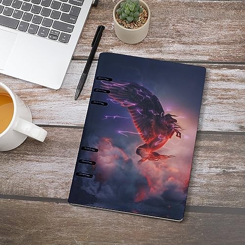 Red Thunderbolt Pegasus Notebook Cover 6-Ring Binder Portable Planner Book Loose-Leaf Cover for Home Office