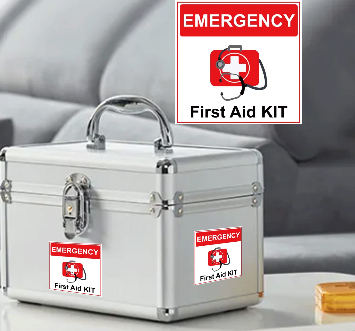First Aid Sticker 4 inch Emergency First Aid Kit Safety Labels 6 pcs First Aid Kit Decal