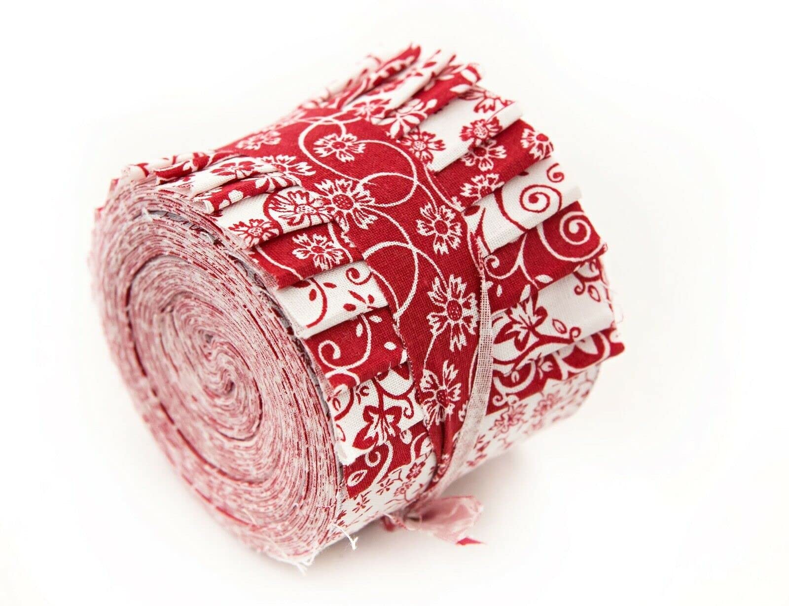for 2.5 inch New Red & White Basics Jelly Roll Cotton Fabric Quilting Strips 16 pcs