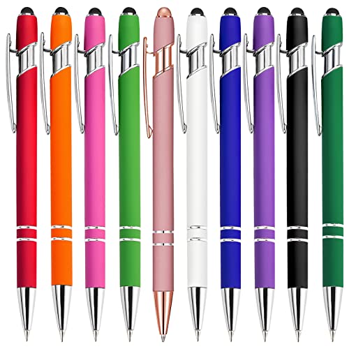 Uoffice5 Ballpoint Pens with Stylus Tips - Fine Point Pens in Black Ink for Women Men Wedding (Black)