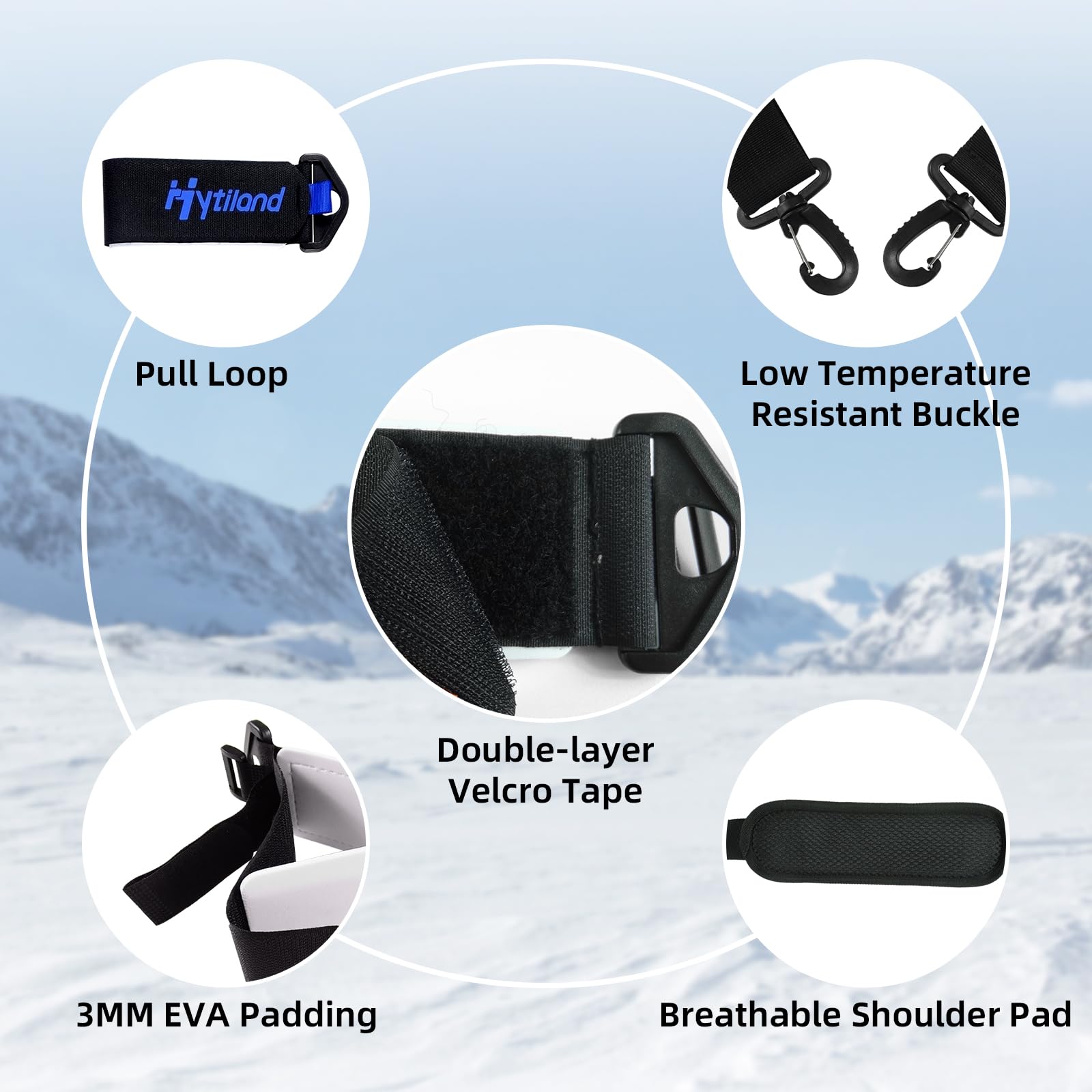 Hytiland Ski Carrier Strap,Pole,Ski and Snowboard Boots Carry Sling Strap,Adjustable Ski Shoulder Strap,Downhill Skiing Gear Ski Accessories for Men and Women Black