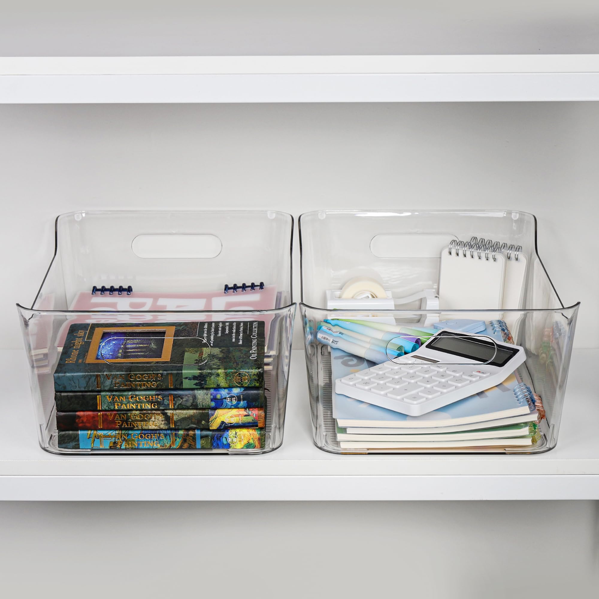 Tiawudi 6 Pack Plastic Storage Bins, X-Large Pantry Organizer, Clear Storage Containers and Organizer Bins, Multi-Use Bins for Home, Kitchen and Cabinet