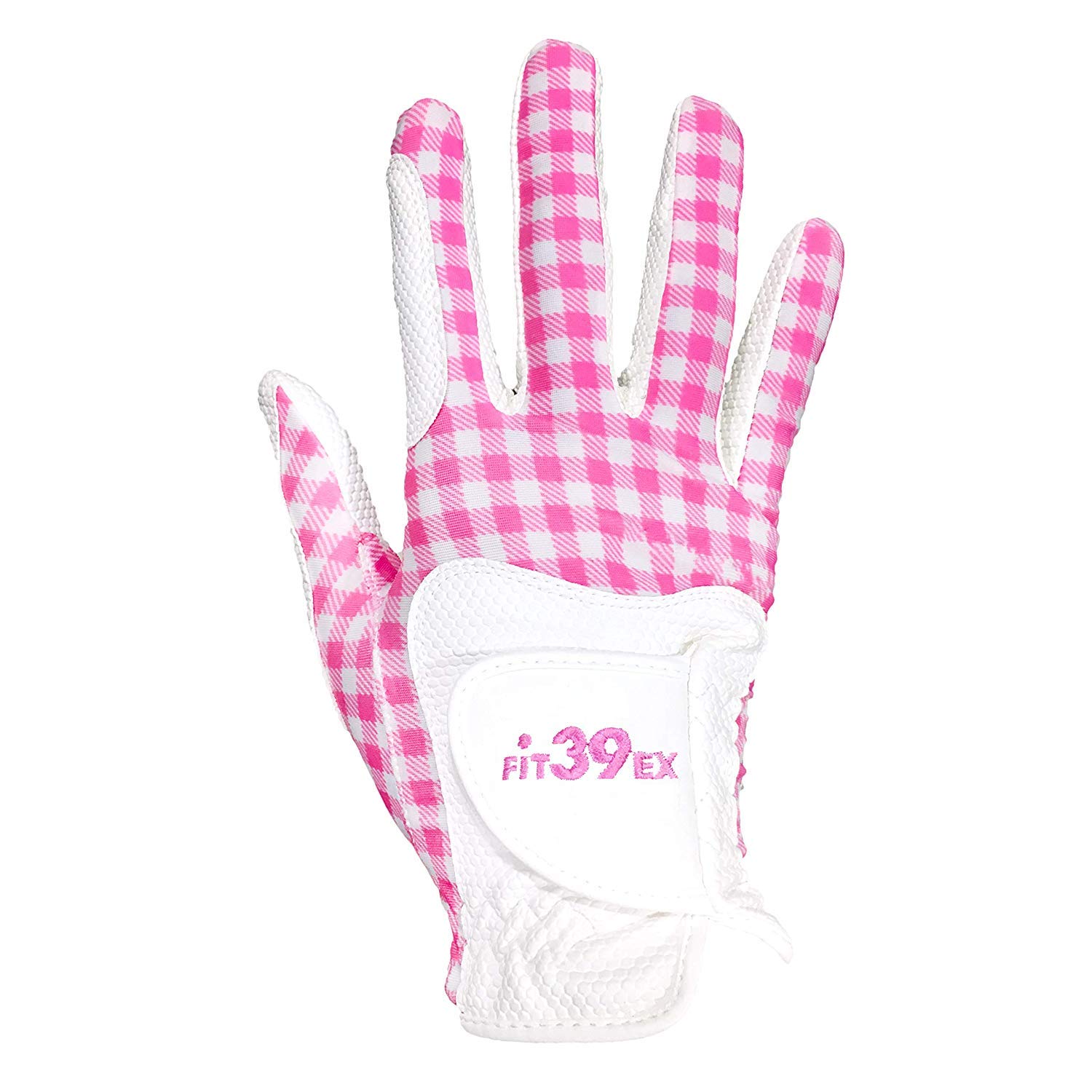 FiT39 Right Hand Golf Glove - Quick Dry, Washable (Checker Pink/White, Medium)
