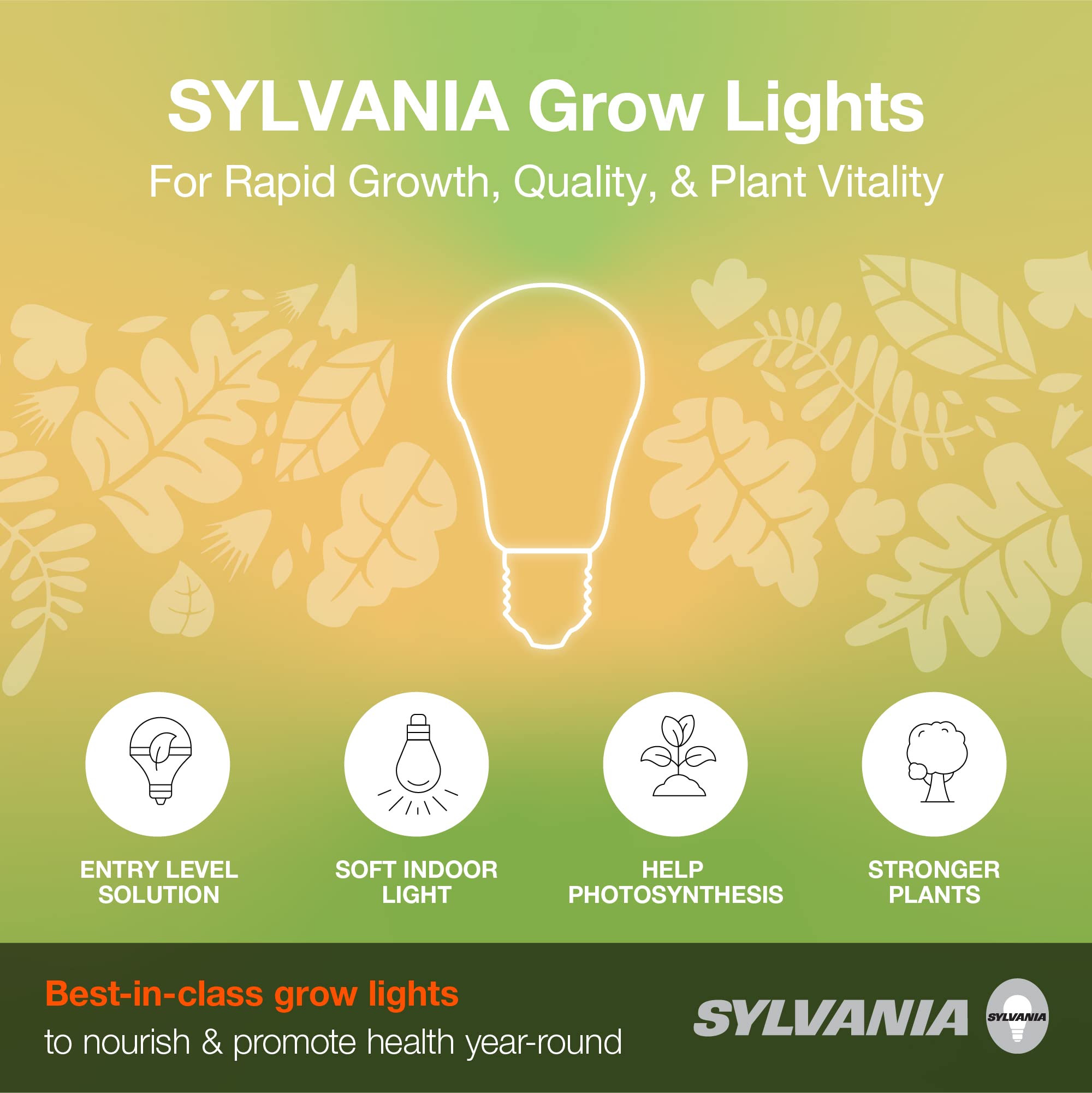 SYLVANIA Incandescent Spot-Gro 60W Grow Light Bulb, A19, Dimmable, 705 Lumens, Frosted, 2850K, Soft White - 1 Pack (12280)