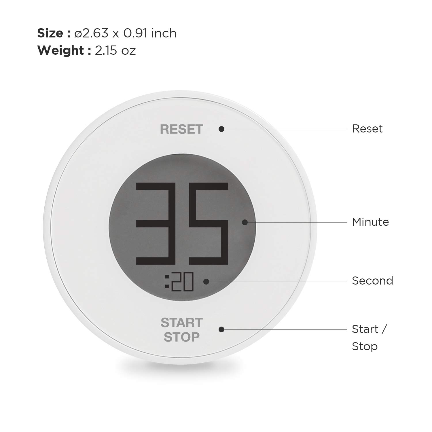 Mooas Dial Cooking Timer, Count Up/Countdown Digital Timer, Kitchen Timer, Loud Alarm, Big Digits, Magnetic Timer, Ideal for Cooking, Studying, Exercising, Working