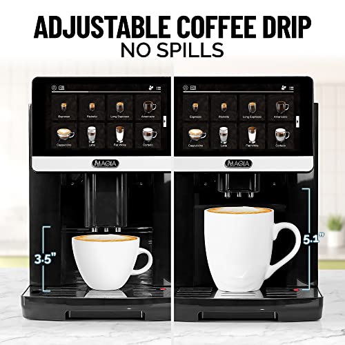 Zulay Magia Super Automatic Coffee Espresso Machine - Durable Automatic Espresso Machine With Grinder - Espresso Coffee Maker With Easy To Use 7β Touch Screen, 19 Coffee Recipes, 10 User Profiles