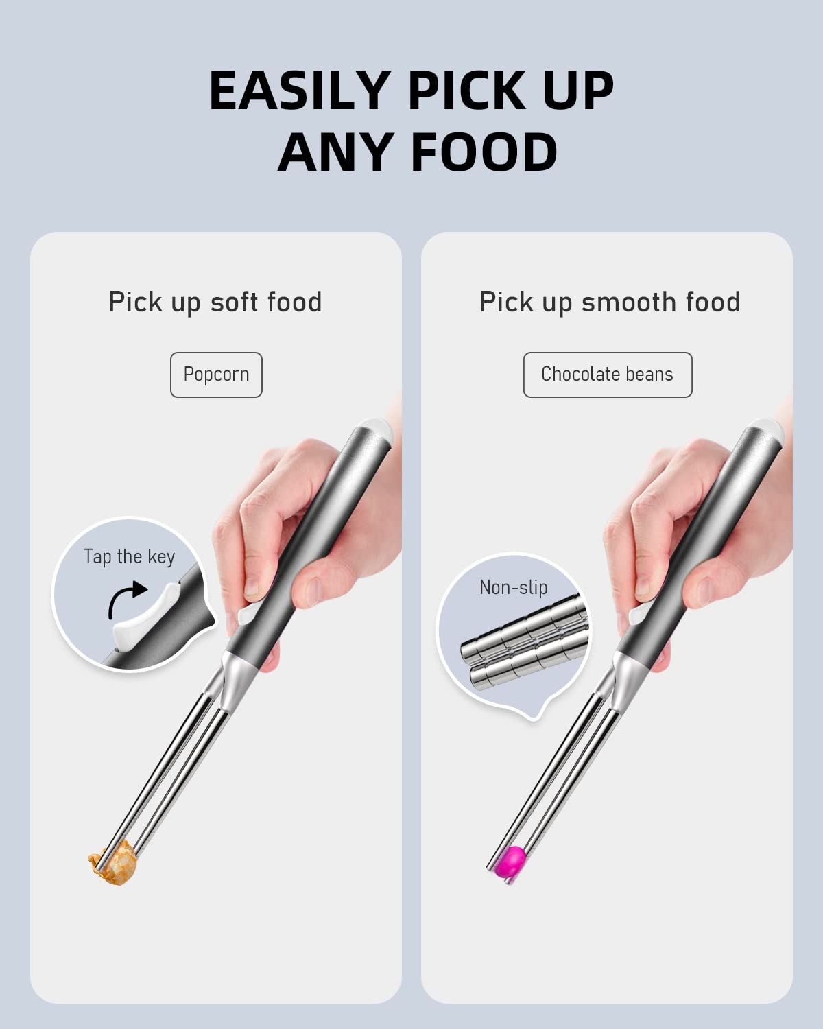 IROJEEF Reusable Chopsticks Metal Chopsticks Set Chopsticks kids Chopsticks Autosticks Press Chopsticks Beginner Chopsticks Easy Chopsticks Super portable Easy to Clean (Black)