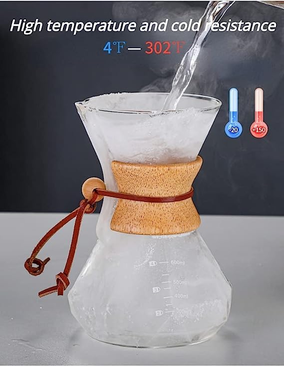 HYAXGM Pour Over Coffee Maker With Wood Sleeve,27oz/800mlPour Over Coffee Dripper,Pour Over Coffee Maker Set With Cork Stopper (27oz/800ml)