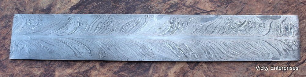 Forged Damascus Steel Billet Blank Blade Bar Knife Making Material Stock 12 x 2 IN Feather Pattern Billet Blank jnr-304