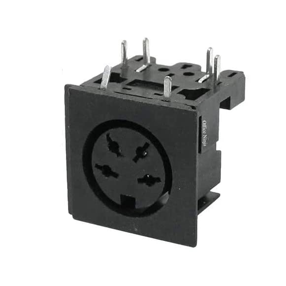 OFFICE NINJA Female Socket Midi Digital Adapter DIN 4 Pin Right Angle PS/2 DIY PC Component Connector PC Computer Keyboard (5 PCS)