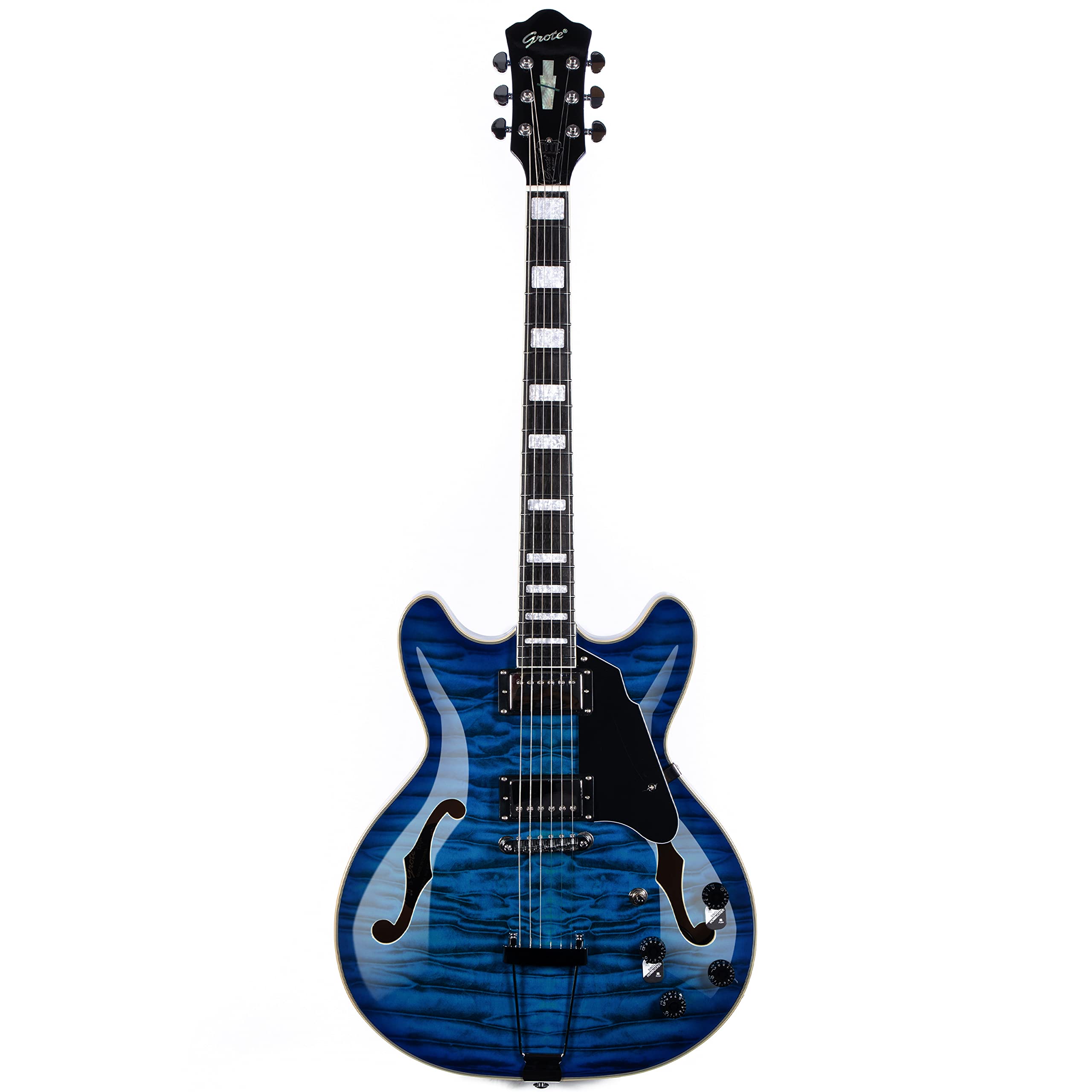 Grote Semi-Hollow Body Electric Guitar Thinline Arched-top Coils Splitting With Gigbag GYS-35 (Brown)