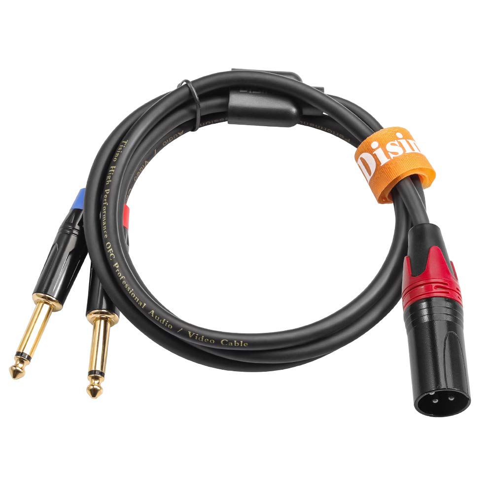 Disino Dual 1/4 inch to XLR Male Y Splitter Cable,Male XLR to Dual 6.35mm TS Mono Plug Microphone Audio Converter Adapter - 3.3 feet