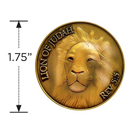 Lion of Judah, Man of God, Be Strong and Courageous, Antique Gold Plated, Challenge Coin, Joshua 1:10