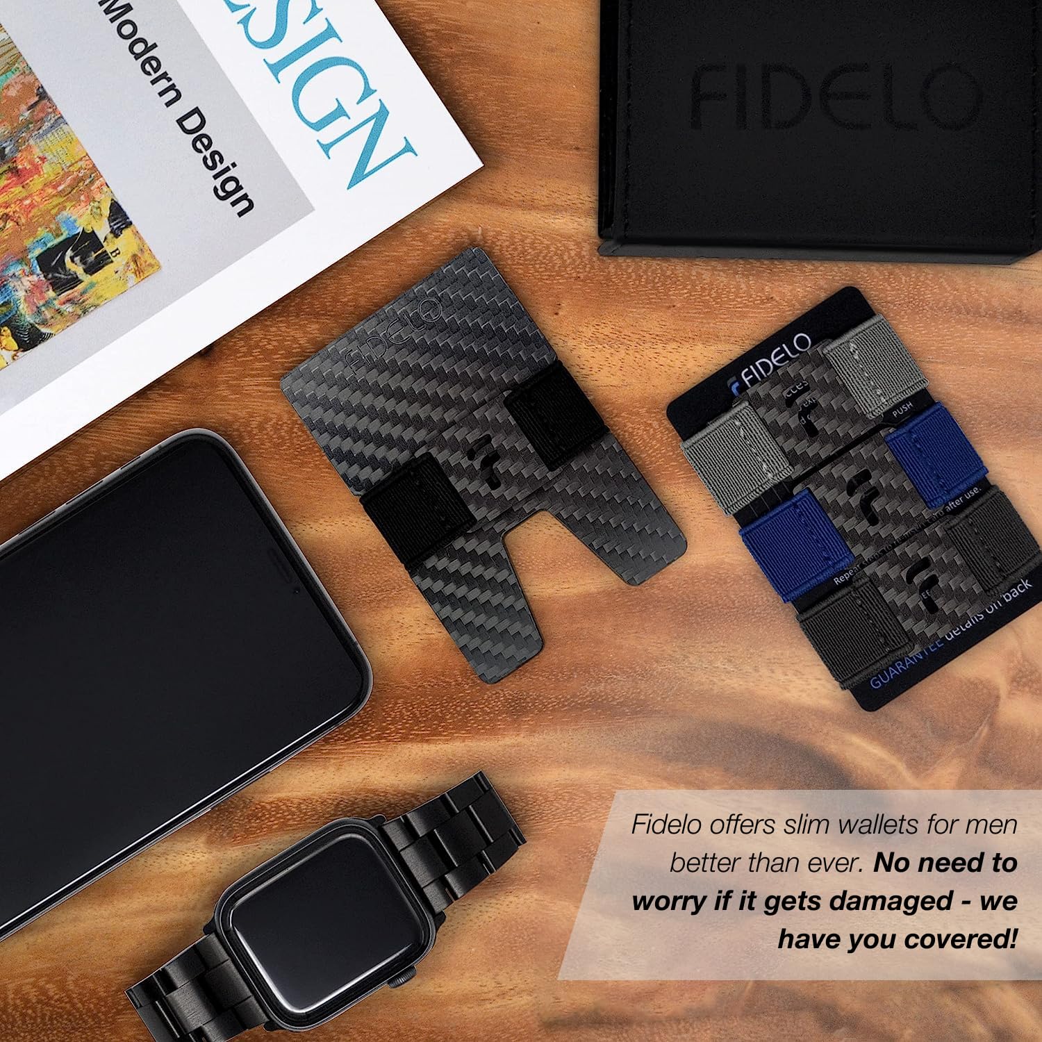 Fidelo Minimalist Wallet for Men – Slim Credit Card Holder Money Clip – RFID Blocking Front Pocket Mens Wallets