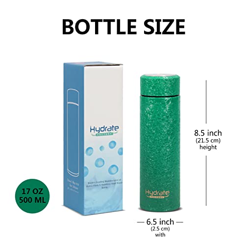 Hydrate Factory Ice Crack Insulated Water Bottle/Tea Flask/Coffee Mug with Tea Coffee Fruit Stainless Steel Bottle Infuser Ideal for Yoga Gym Work School (Emerald Green) - 500ml
