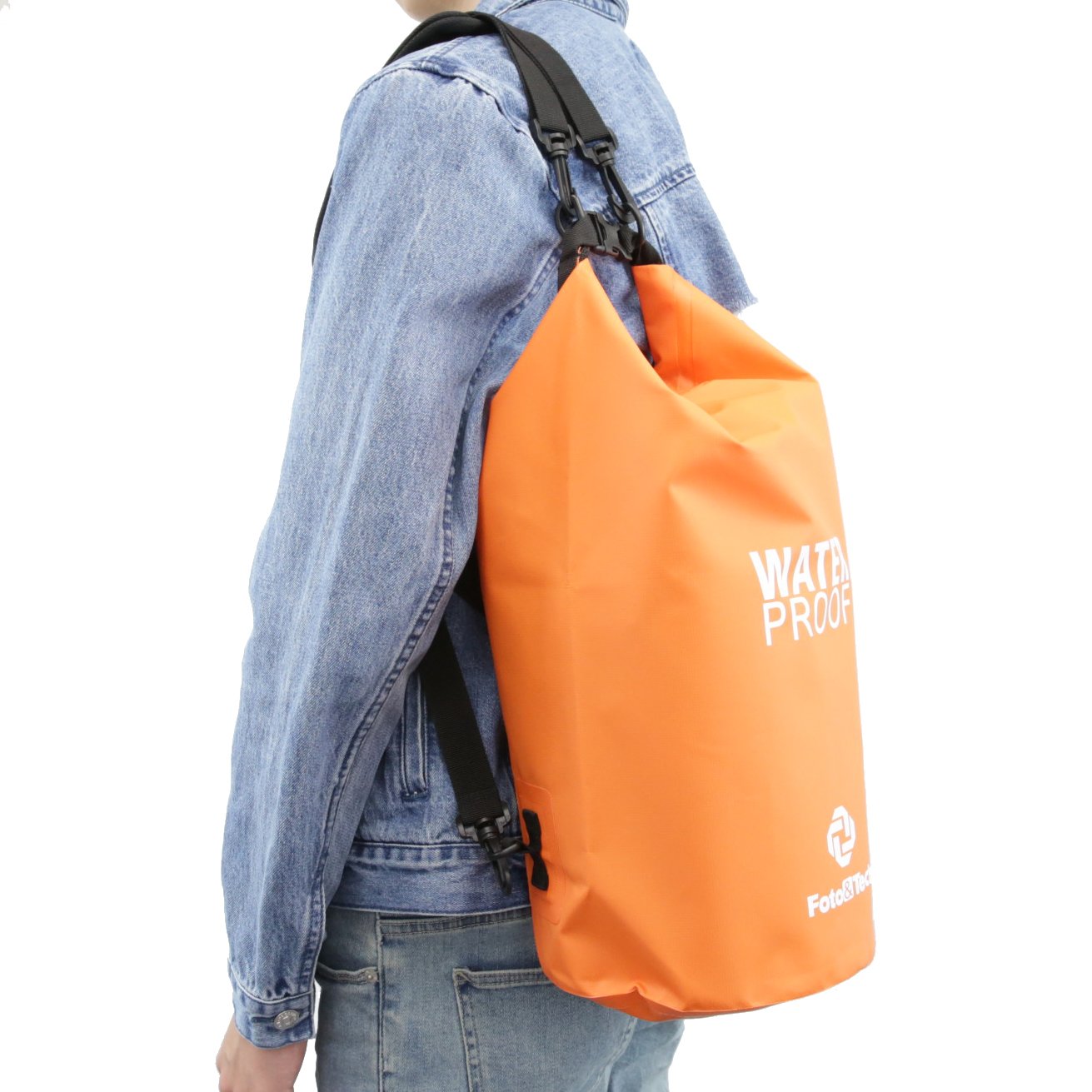 Foto&Tech Orange 10LT Waterproof Dry Bag Roll Top Dry Compression Sack Floating Dry Gear Bag Storm Sack+Backpack Style Padded Shoulder Straps for Kayaking/Boating/Beach/Rafting/Hiking/Camping/Fishing