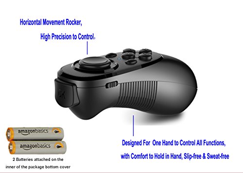 VR Remote Controller Gamepad Bluetooth Control VR Video, Game, Selfie, Flip E-book/PPT/Nook page, Mouse, in Virtual Reality Headset PC Tablet laptop iPhone Smart Phone